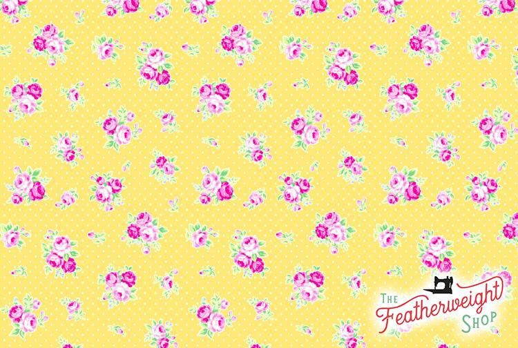 Fabric, Flower Sugar Symbol of Love by LECIEN - YELLOW FLORAL DOTS (by ...